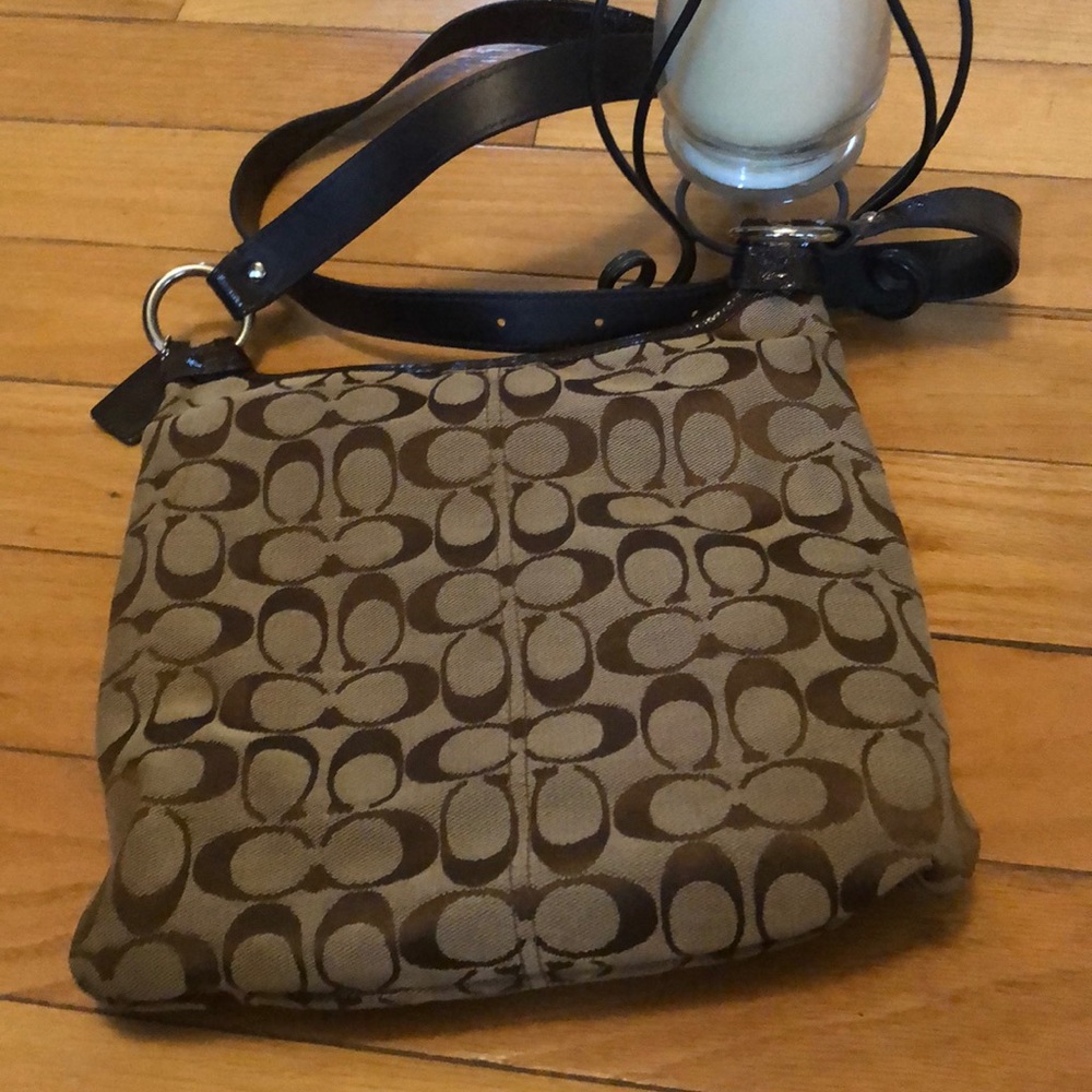 Brown Crossbody Coach Signature Collection Purse - Gem